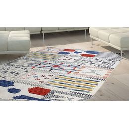Teppich Calo-deluxe "Evans 210" Gr. 4, bunt (multi, elfenbeinfarben), B:160cm H:8mm L:230cm, Baumwolle, Wolle, Teppiche, Teppich, Wolle mit Baumwolle, Wohnzimmer