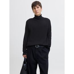 Jack & Jones Rollkragenpullover JACK & JONES "JJPANNEL KNIT ROLL NECK AW25", Herren, Gr. M, schwarz, Strick, Obermaterial: 58% Polyacryl, 42% Baumwolle, unifarben, relaxed fit normal, Pullover Rollkragenpullover