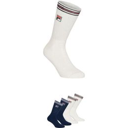 Sportsocken Fila "UNISEX TOP QUALITY FULL TERRY VINTAGE SOCKS", Herren, Gr. 43-46, blau (wei&szlig; navy), Baumwollmischung, unifarben, normal, Socken Sportsocken, sportliches Design mit Logodetail