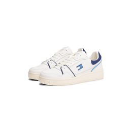 Sneaker Tommy Jeans "TJM RETRO BASKET", Herren, Gr. 44, blau (wei&szlig;, navy), Leder, Lederimitat, Textil, Schuhe Sneaker, Freizeitschuh, Halbschuh, Schn&uuml;rer mit Kontrast-Details