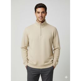 Sweater Selected Homme "SLHZREG-DAN SWEAT HALF ZIP", Herren, Gr. M, moonstruck detail:melange, angeraute Sweatware, Obermaterial: 65% Baumwolle, 35% Polyester, meliert, regular fit, hoch geschlossener Ausschnitt, Rippb&uuml;ndchen, Sweatshirts Sweater
