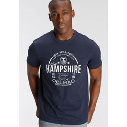 T-Shirt DELMAO, Herren, Gr. M (48/50), blau (marine), Single Jersey, Obermaterial: 100% Baumwolle, bedruckt, normal, Rundhals, Shirts, Kurzarm, lässige Passform, mit peppigem Print, aus Baumwolle
