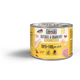 6x200g MAC's Cat Fleischmenü Geflügel, Rind und Cranberry