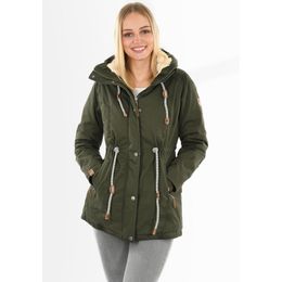 Winterjacke Navahoo "Ireliaa", Damen, Gr. L (40), grün (olive), Obermaterial: 100% Baumwolle; Innenseite: 100% Polyester; Futter: 100% Polyester, Jacken, mit warmen Teddyfell