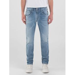 Slim-fit-Jeans Replay "ANBASS HYPERFLEX BIO", Herren, Gr. 34, Länge 30, blau (medium blau a05), Denim/Jeans, Obermaterial: 88% Baumwolle, 8% Polyester, 4% Elasthan, slim fit lang, Jeans, mit Stretch-Anteil