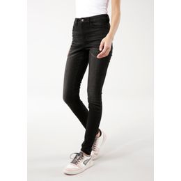 5-Pocket-Jeans Kangaroos "SUPER SKINNY HIGH RISE", Damen, Gr. 34, N-Gr, schwarz (schwarz schwarz), Denim/Jeans, Obermaterial: 67% Baumwolle, 21% Polyester, 10% Viskose, 2% Elasthan, Abriebeffekte, Basic, skinny fit knöchellang, Jeans 5-Pocket-Jeans, knöchellang, mit Used-Optik, hohe Leibhöhe