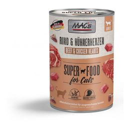 6x400g MAC's Cat Fleischmenü Rind und Hühnerherzen