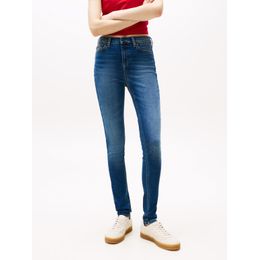 Skinny-fit-Jeans Tommy Jeans "Nora Mid Rise Skinny Fit", Damen, Gr. 28, L&auml;nge 32, blau (denim schwarz), Denim/Jeans, Obermaterial: 98% Baumwolle, 2% Elasthan, unifarben, skinny fit, Jeans