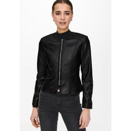 Lederimitatjacke Only "ONLSARAMY FAUX LEATHER JACKET CC OTW", Damen, Gr. M, schwarz, Web, Obermaterial: 100% Polyester, unifarben, Rundhals, Jacken