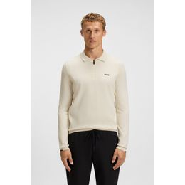 Strickpullover BOSS Green "KN Ever-X PL", Herren, Gr. L, open wei&szlig;131, Strick, Obermaterial: 100% Baumwolle, unifarben, regular fit normal, Rundhals, B&uuml;ndchen, Pullover Strickpullover, mit Rei&szlig;verschluss, regular fit, toniges Logo