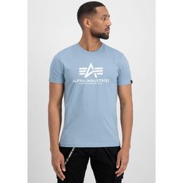 T-Shirt Alpha Industries "Basic T-Shirt", Herren, Gr. XL, bunt (graublau), Single Jersey, Obermaterial: 100% Baumwolle, bedruckt, regular fit normal, Rundhals, normaler Saum, Shirts