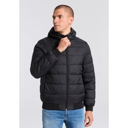 Steppjacke Pepe Jeans "PUFFER HOOD", Herren, Gr. S, schwarz, Web, Obermaterial: 100% Polyamid, unifarben, regular fit, Rippbündchen, Jacken, Regular Fit mit Kapuze