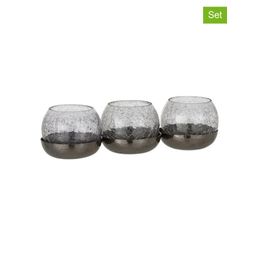 J Line 3er-Set: Teelichthalter in Transparent/ Silber - (L)27 cm - 10% | Kerzen-vasen