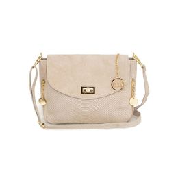 Mia Tomazzi Leder-Umhängetasche "Marostica" in Beige in Beige - (B)26 x (H)21 x (T)10 cm - 80% | Damen-taschen
