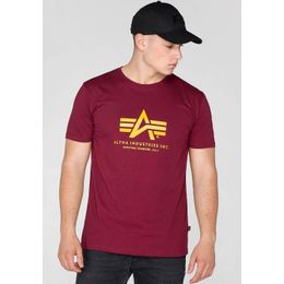 T-Shirt Alpha Industries "Basic T-Shirt", Herren, Gr. L, rot (burgundy), Single Jersey, Obermaterial: 100% Baumwolle, bedruckt, regular fit normal, Rundhals, normaler Saum, Shirts