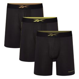 Trunk Reebok "HUTTON", Herren, Gr. L (6), schwarz, Obermaterial: 92% Polyester, 8% Elasthan, unifarben, Unterhosen, basic, bequem, weich, feuchtigkeitsregulierend, mit Logo, breiter Bund