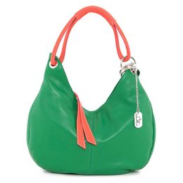 Anna Morellini Leder-Schultertasche "Alba" in Grün - (B)38 x (H)34 x (T)10 cm - 80% | Damen-taschen