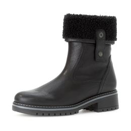 Winterboots Gabor "GENUA", Damen, Gr. 39, schwarz, Glattleder, Textil, Schuhe, Blockabsatz, Winterstiefelette, mit Reißverschluss, G-Weite