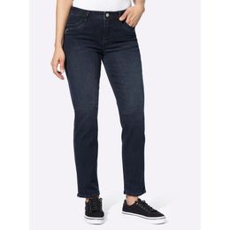 Thermojeans Casual Looks, Damen, Gr. 42, Normalgrößen, blau (dunkelblau, stone, washed), 78% Baumwolle, 20% Polyester, 2% Elasthan, unifarben, lang, Jeans