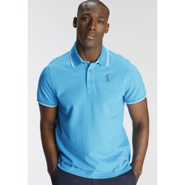 Poloshirt DELMAO, Herren, Gr. M (48/50), blau (türkis), Piqué, Obermaterial: 100% Baumwolle, unifarben, Basic, regular fit, Rippbündchen, Shirts, Kurzarm, lockere Passform, Polokragen, für Tennis oder Golf