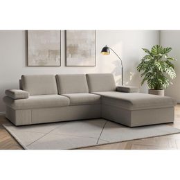 Sit & More sit&more Ecksofa &raquo;Moreno L-Form, B: 247 cm&laquo; mit Armteilverstellung, optional Bettfunktion grau 95% Polyester, 5% Polyamid