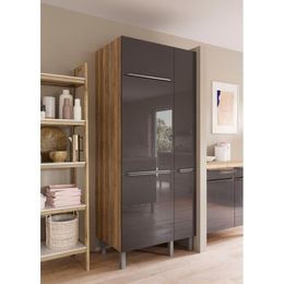 Optifit K&uuml;che &raquo;Lilly2&laquo; Breite 90 cm, wahlweise mit E-Ger&auml;t K&uuml;che: grau + Front: anthrazit lackiert + Korpus: wildeichefarben + Arbeitsplatte:...
