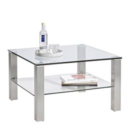 Novel Couchtisch, Klar, Silber, Metall, Glas, rechteckig, eckig, 75x43x75 cm, Wohnzimmer, Wohnzimmertische, Couchtische, Couchtische Glas