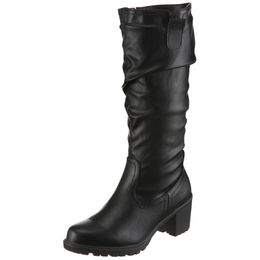 Stiefel ANISTON SHOES, Damen, Gr. 37, Normalschaft, schwarz, Lederimitat, Schuhe Stiefel, mit slouchy Schaft mit Raffungen - NEUE KOLLEKTION, Topseller