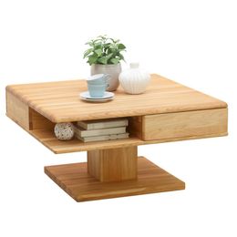 Linea Natura Couchtisch, Eiche, Holz, Eiche, massiv, 2 Schublade(n) Schubladen, quadratisch, eckig, Bodenplatte, 80x47x80 cm, Stauraum, offenes Fach, Wohnzimmer, Wohnzimmertische, Couchtische, Couchtische mit Stauraum