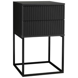 Livetastic Nachtschrank, Graphit, Schwarz, Metall, Holzwerkstoff, 2 Schublade(n) Schubladen, 40x65x38.5 cm, Schlafzimmer, Nachttische