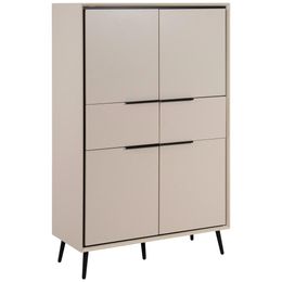 Livetastic Highboard, Schwarz, Sand, Metall, 4 F&auml;cher, 2 Schublade(n) Schubladen, 90x140x38 cm, Wohnzimmer, Kommoden & Sideboards, Highboards