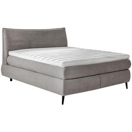 Esposa Boxspringbett, Grau, Textil, Buche, massiv, H2 + H3, 7-Zonen, H&ouml;he ca. 20 cm, 180x200 cm, Topper durchgehend, Wendematratze mit unterschiedlichen H&auml;rtegraden, Schlafzimmer, Betten, Doppelbetten