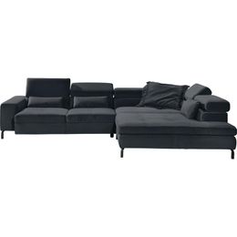 Gallery M BRANDED BY MUSTERRING Ecksofa »Felicia Due L-Form« Wahlweise mit Sitzvorzug, inkl. Kopfteilverstellung, Sitzhöhe 43 cm dunkles anthrazit