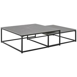Livetastic Couchtischset, Grau, Schwarz, Metall, Keramik, 2-teilig, quadratisch, eckig, 65x27x75 cm, Wohnzimmer, Wohnzimmertische, Couchtische, Couchtische Keramik