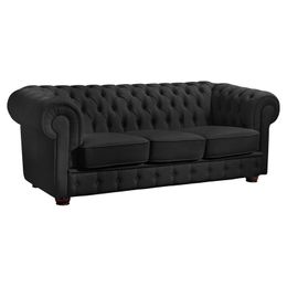Max Winzer Chesterfield-Sofa »Windsor klassisch, modern und Retro Sofa, hoher Sitzkomfort, « mit edler Knopfheftung, 2-Sitzer oder 3-Sitzer schwarz