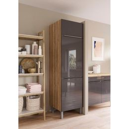 Optifit K&uuml;che &raquo;Lilly2&laquo; Breite 60 cm, wahlweise mit E-Ger&auml;t K&uuml;che: grau + Front: anthrazit lackiert + Korpus: wildeichefarben + Arbeitsplatte:...