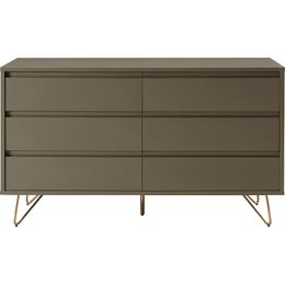 Salesfever Kommode »Bolton Design Sideboard mit Stauraum« Haarnadelbeine aus Metall mit Messinglegierung Grau/Gold