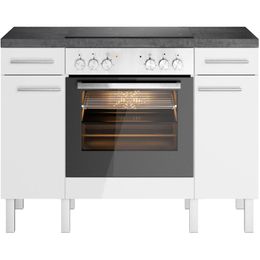 Optifit K&uuml;che &raquo;Lilly&laquo; Breite 120, wahlweise mit E-Ger&auml;ten K&uuml;che: wei&szlig; + Front: wei&szlig; lackiert + Korpus: wei&szlig; + Arbeitsplatte: Black Stone