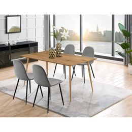 LEONIQUE Essgruppe &raquo;Eadwine, TOPSELLER! Tisch plus 4 St&uuml;hle, Sitzgruppe&laquo; Esstisch plus 4 Esszimmerst&uuml;hle grau
