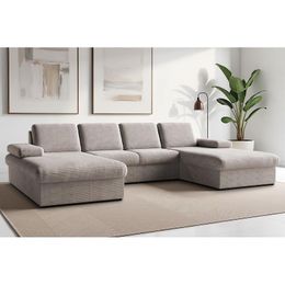 Sit & More SIT&MORE Wohnlandschaft »Moreno U-Form, B: 309 cm« mit Armteilverstellung, optional Bettfunktion taupe