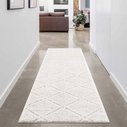 Carpet City Hochflor-Teppich &raquo;Focus 2997&laquo; rechteckig 20 mm H&ouml;he L&auml;ufer, Boho, Hochtief-Muster/ 3D-Effekt, f&uuml;r Wohnzimmer, Schlafzimmer creme...