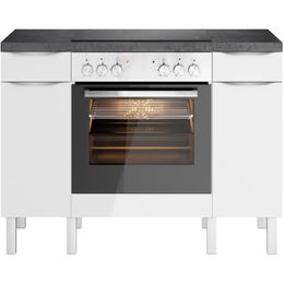 Optifit K&uuml;che &raquo;Lilly2&laquo; Breite 120 cm, wahlweise mit E-Ger&auml;ten K&uuml;che: wei&szlig; + Front: wei&szlig; lackiert + Korpus: wei&szlig; + Arbeitsplatte: Black Stone