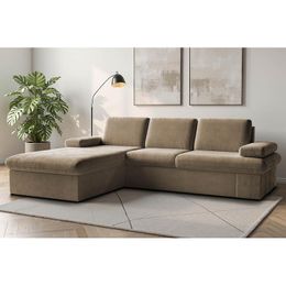 Sit & More sit&more Ecksofa &raquo;Moreno L-Form, B: 247 cm&laquo; mit Armteilverstellung, optional Bettfunktion braun 100% Polyester