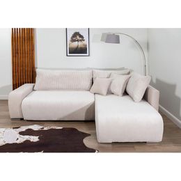 Collection AB Ecksofa »Poppy, L-Form, Breite 227 cm mit Schlaffunktion« hellgrau/beige