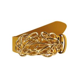 RETTUNGSRING G&Uuml;RTEL Lederg&uuml;rtel mit austauschbarer Schlie&szlig;e &raquo;Strohknoten Gold Gl&auml;nzend&laquo; gelb