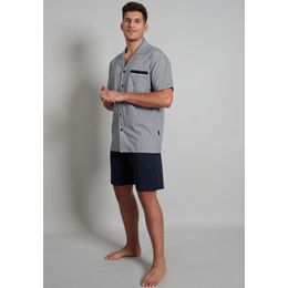 Götzburg GÖTZBURG Shorty »Brooklyn« 2 Stk. tlg., Kurzarm, V-Ausschnitt, mit Kragen, kurze Hose, Baumwolle, weich blau-mittel-Minimal 54 (XL) 54 (XL) Kurzer...