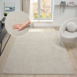 OTTO HOME Teppich »Lisam« rechteckig 15 mm Höhe meliert, uni, Wohnzimmer, Schlafzimmer creme Obermaterial: 50% Polyester, 50% Polypropylen B : 240...