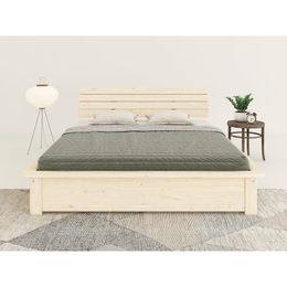OTTO HOME Massivholzbett »Antri, Futonbett, ergonomisch geformtes Kopfteil, stilvolles Design« Rahmen zur Ablage von Smartphone, mit Lattenrost,...