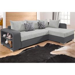 Collection AB Ecksofa »John L-Form« mit Bettfunktion, wahlweise mit Federkern anthrazit/hellgrau