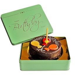 Dessert-Sachertorte &bdquo;Happy Birthday&ldquo; mit Kerze